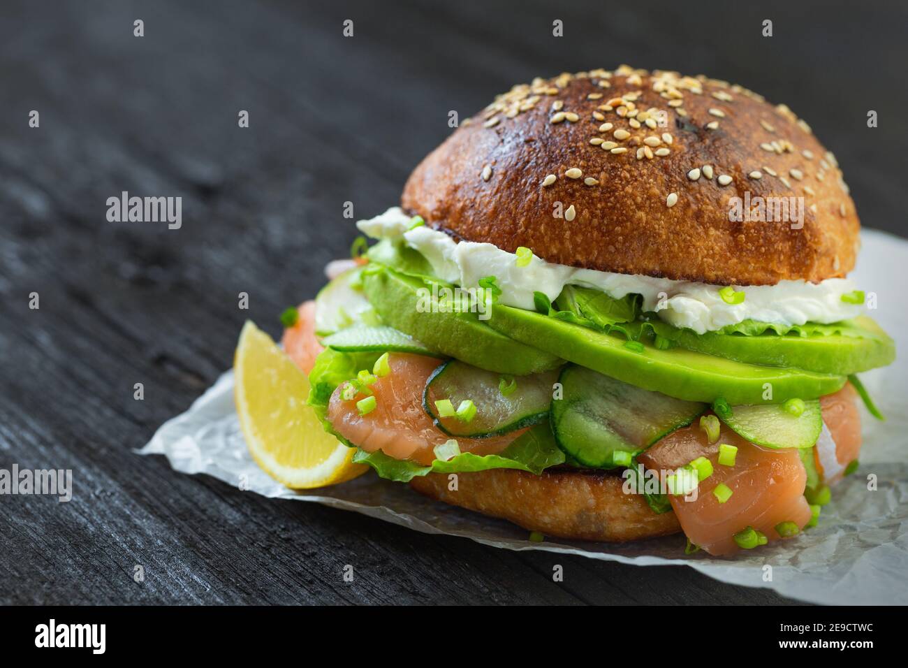 Healthy burger salted salmon hi-res stock photography and images - Alamy