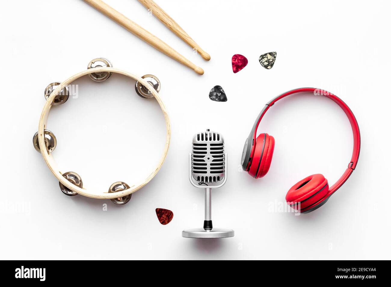 Set of musical instrument top view, flat lay Stock Photo - Alamy