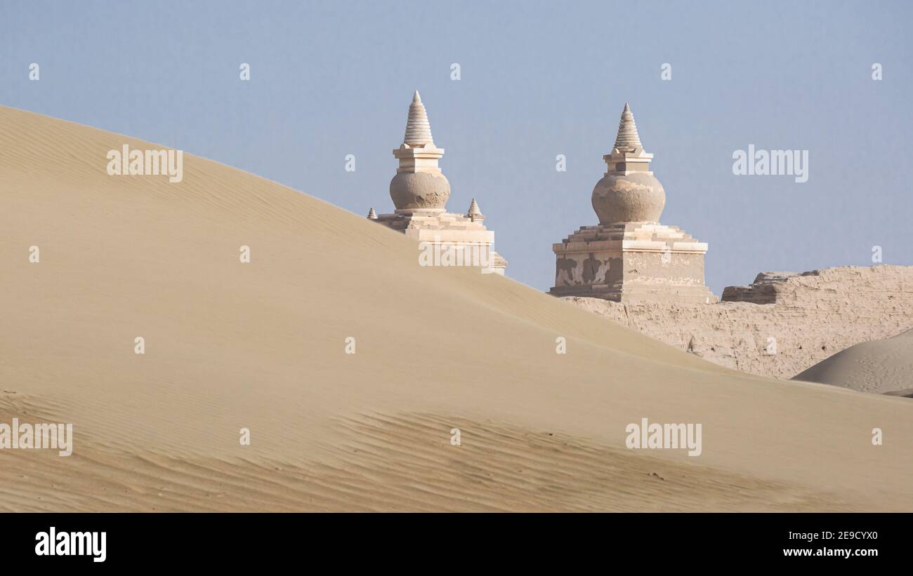 Desolate ruin of Black city Dead tree inner Mongolia Alexa Ejin Banner ...