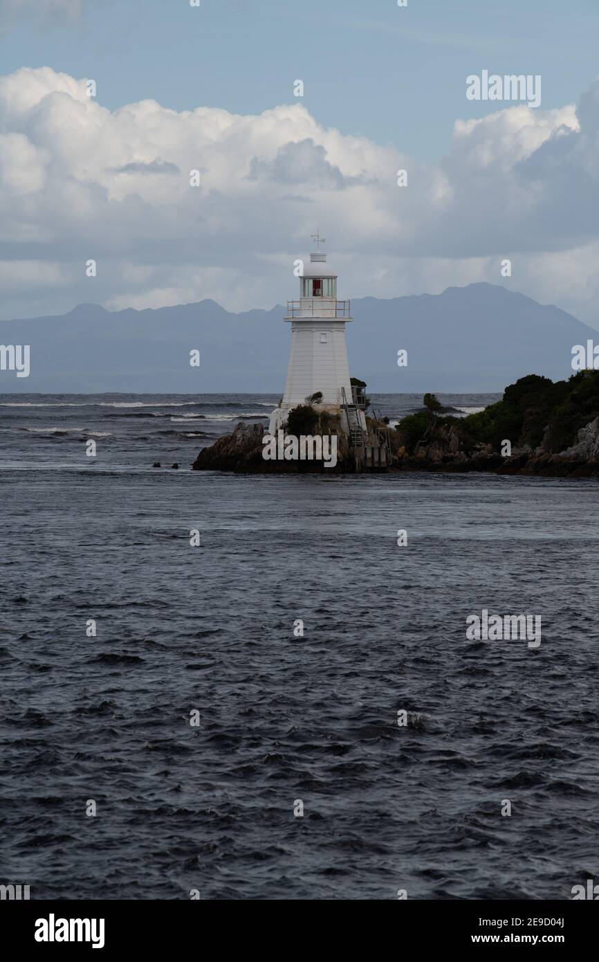 Vertical shot of the lighthouse in Strahan, Tasmania, Australia on a ...