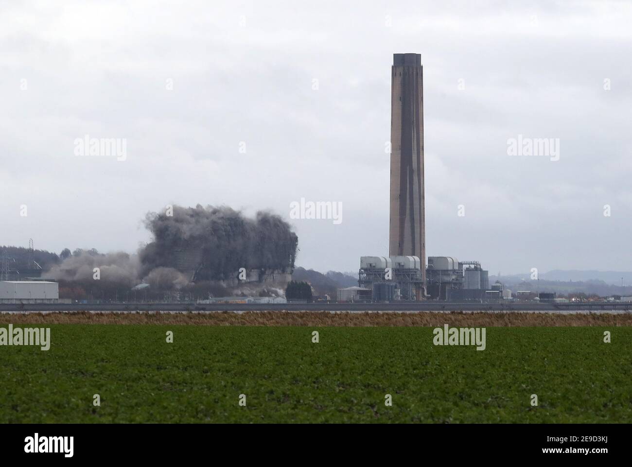 The boiler house is brought down as demolition work continues at ...