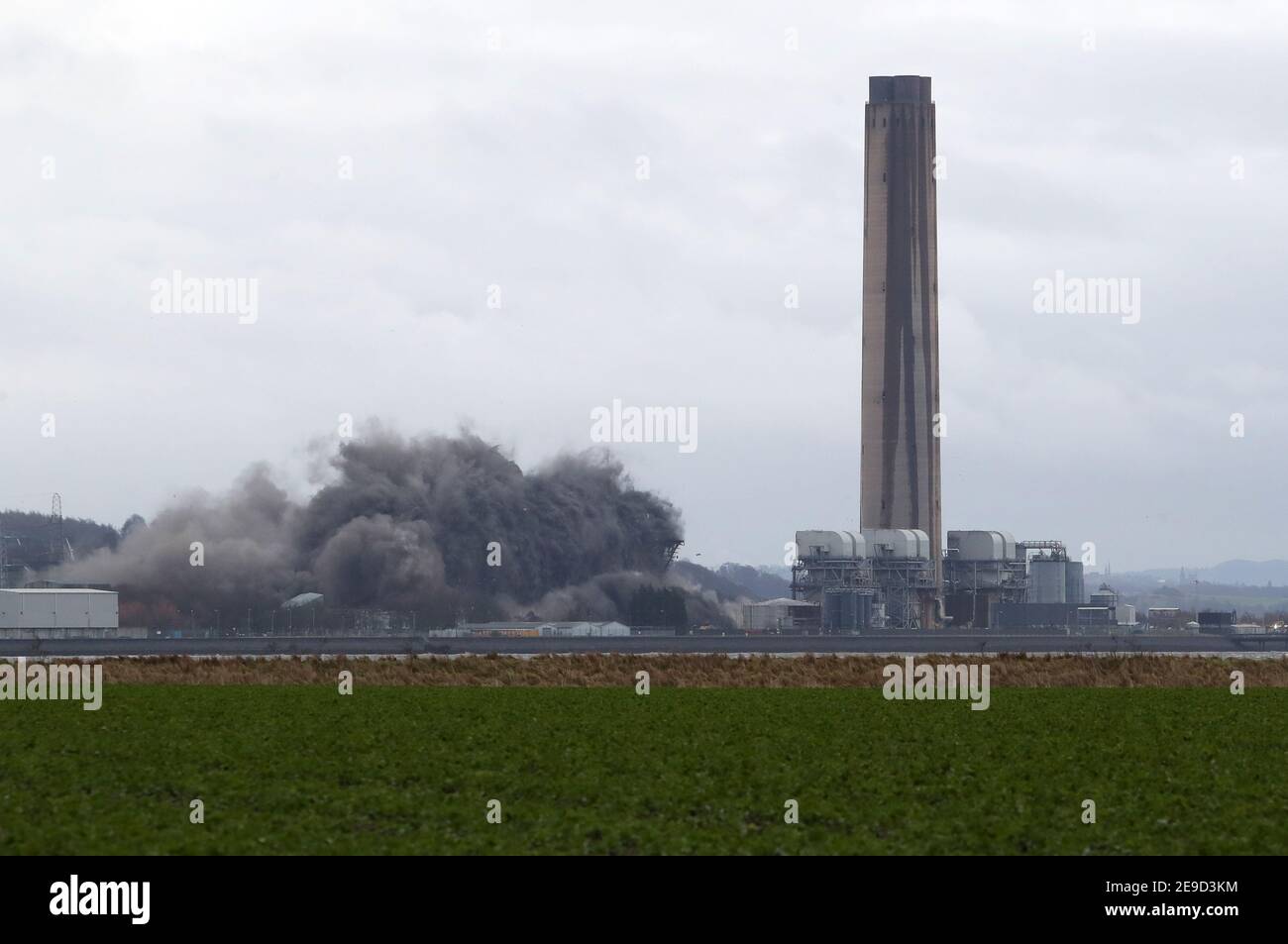 The boiler house is brought down as demolition work continues at ...