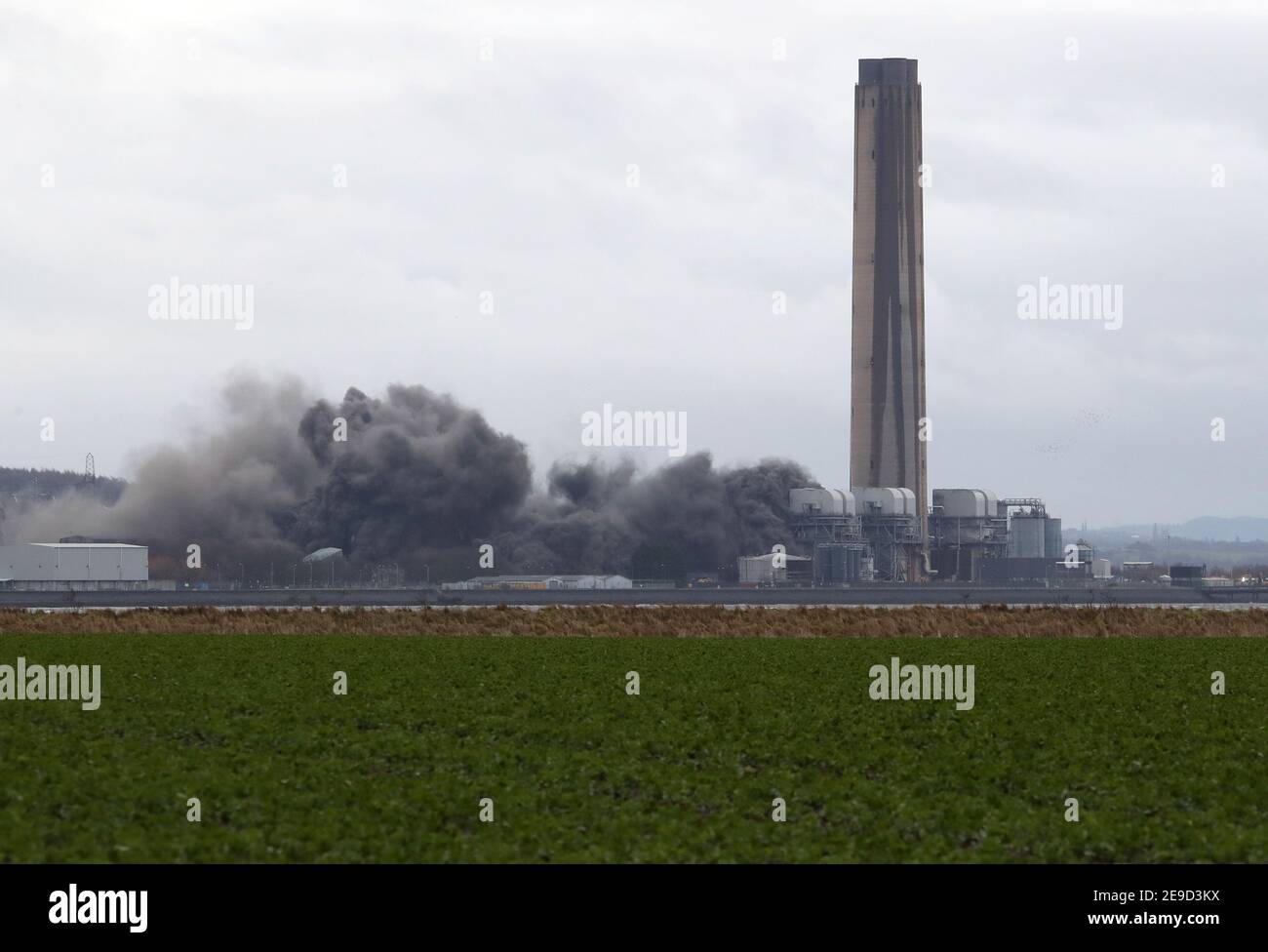 The boiler house is brought down as demolition work continues at ...