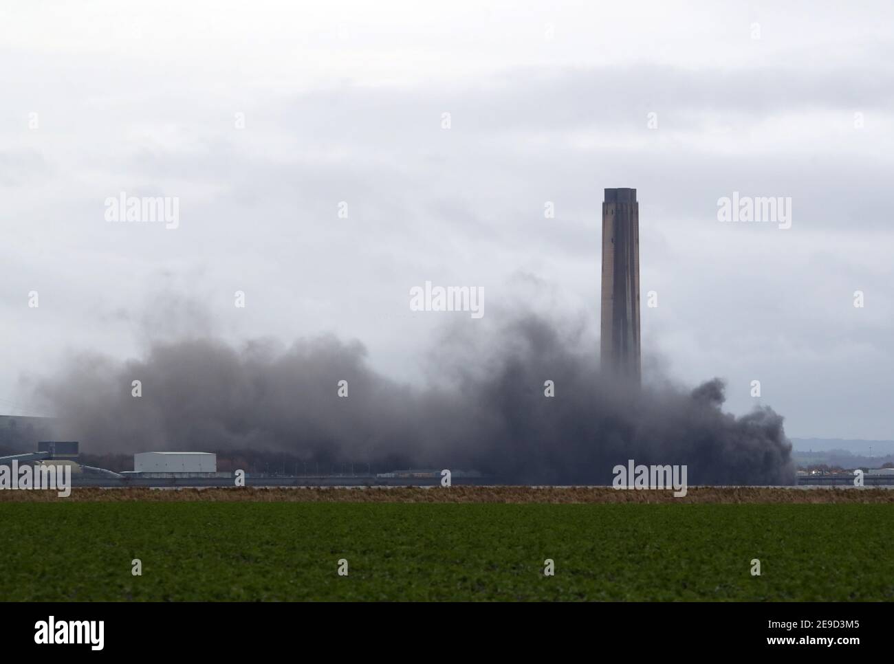 The boiler house is brought down as demolition work continues at ...