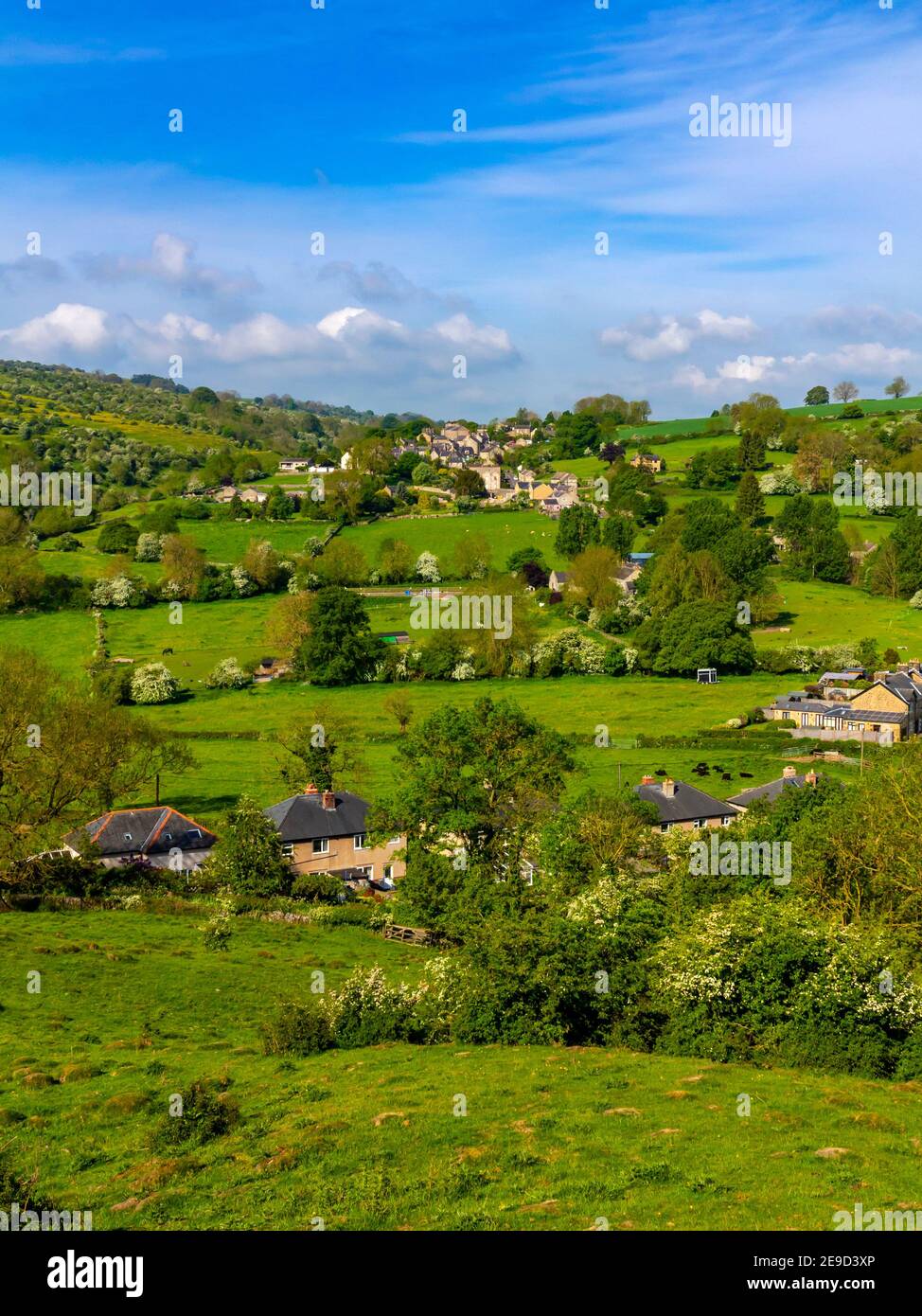 Rolling countryside near Oaker in the Derbyshire Dales area of the Peak ...
