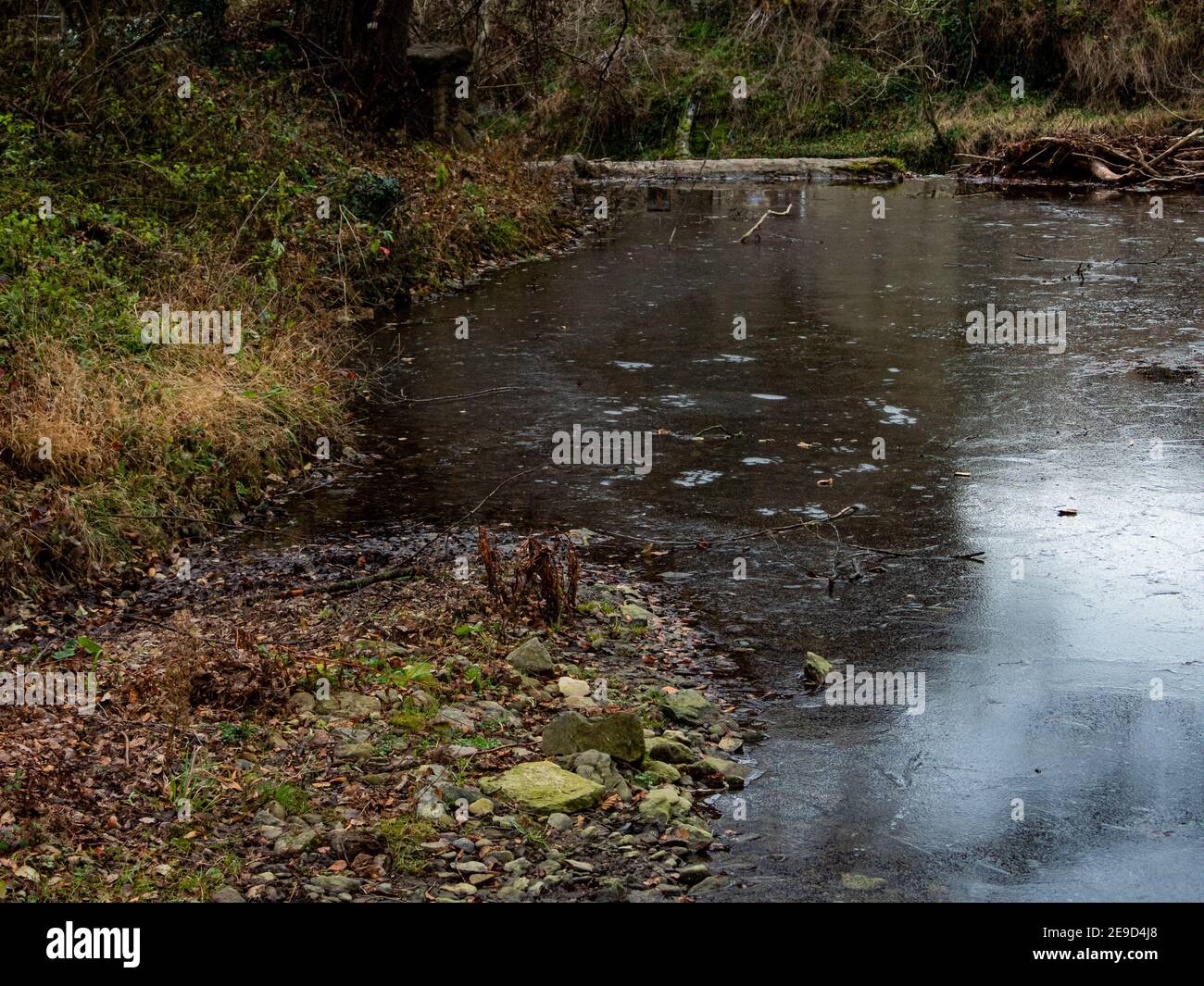 Rupit and Pruit at snow time and historic and rural landscapes Stock ...