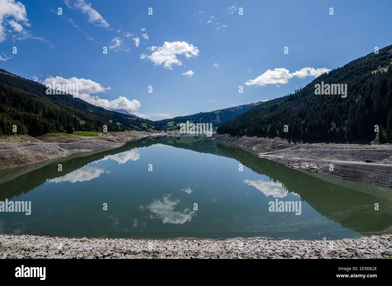 beautiful lake reservoir landscape with reflection Stock Photo - Alamy