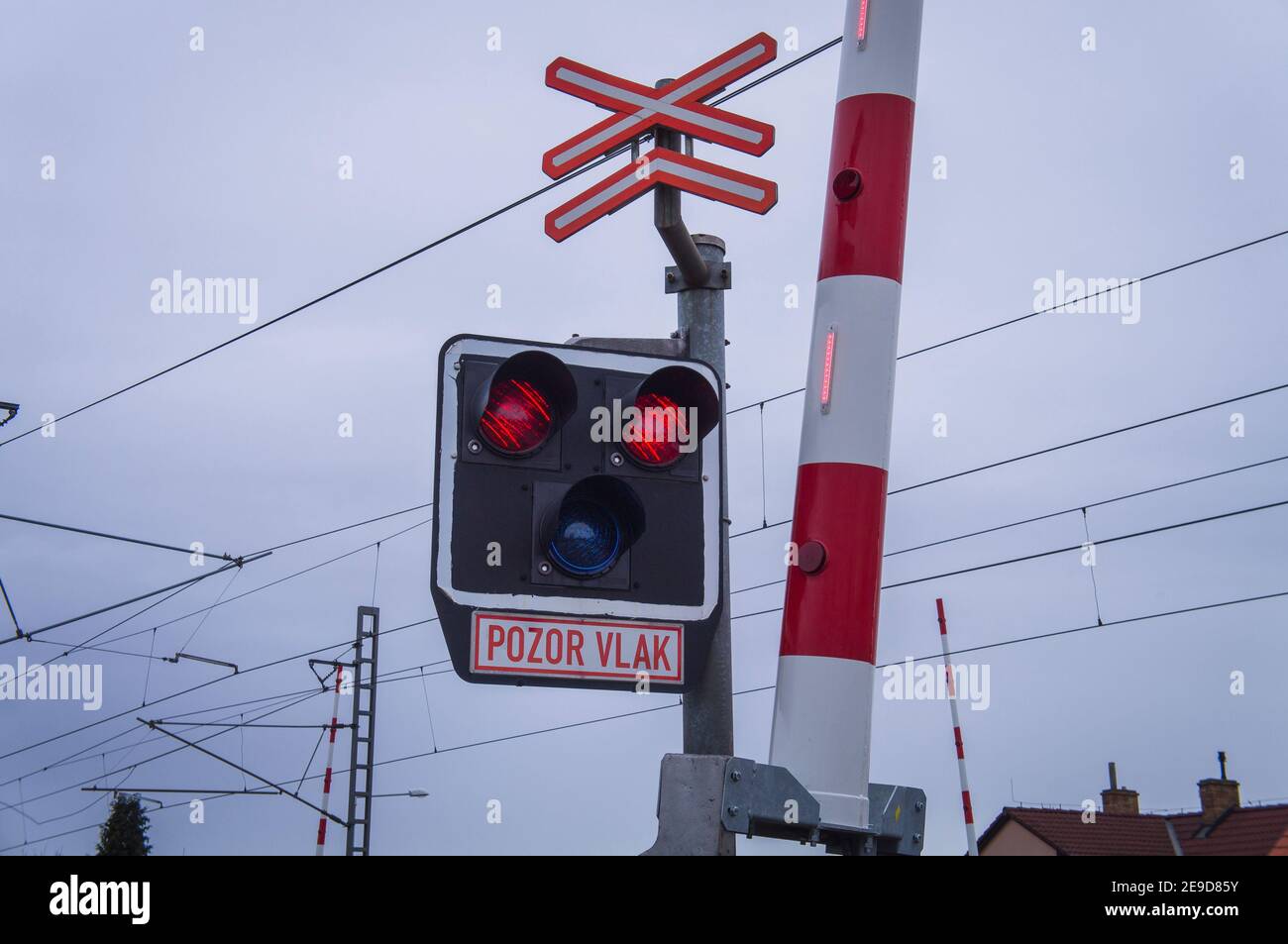 railway nr. 220, Praha-Benesov u Prahy-Ceske Budejovice, level crossing ...