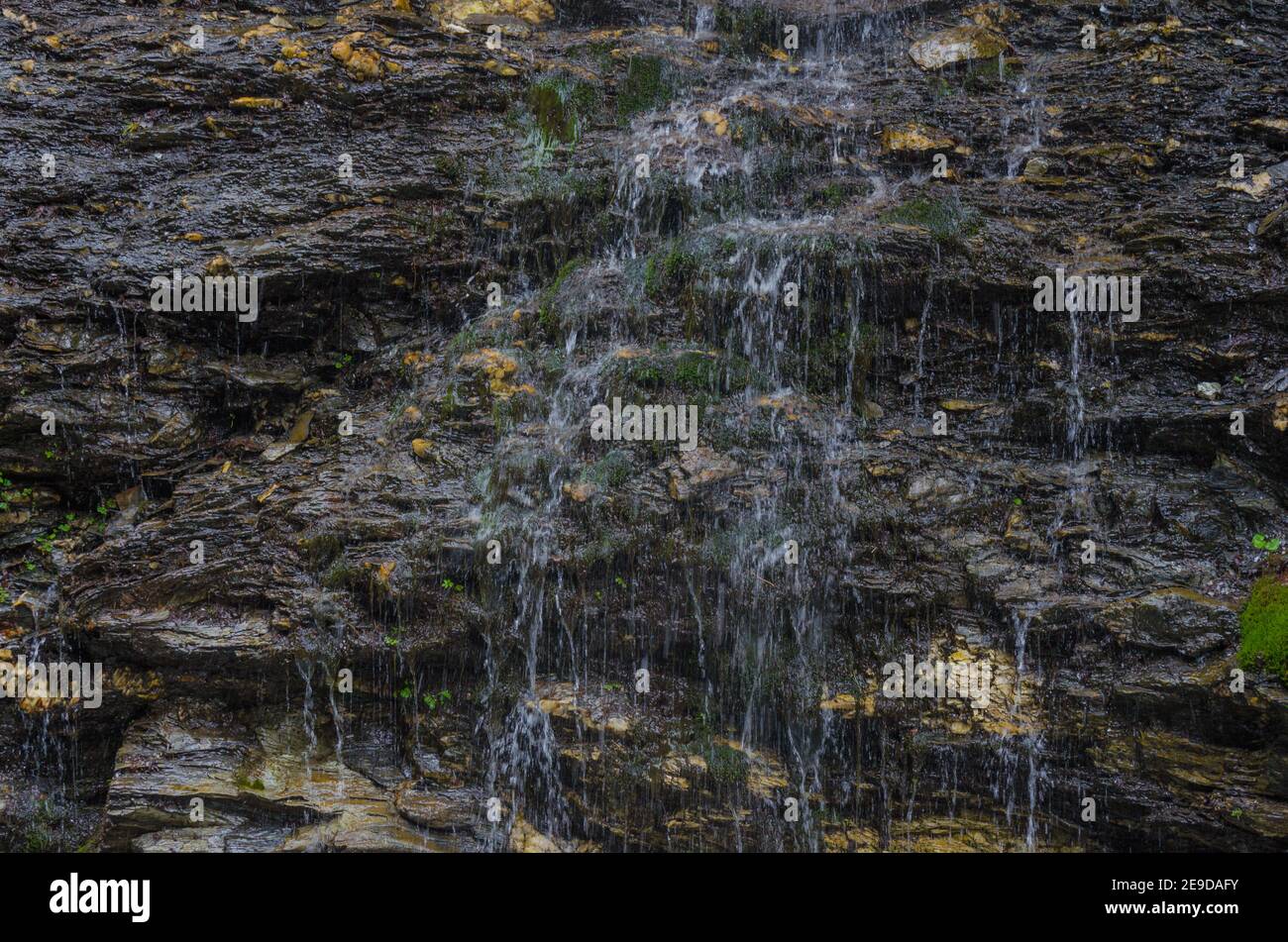 dripping pure water of rocks in the mountain Stock Photo - Alamy