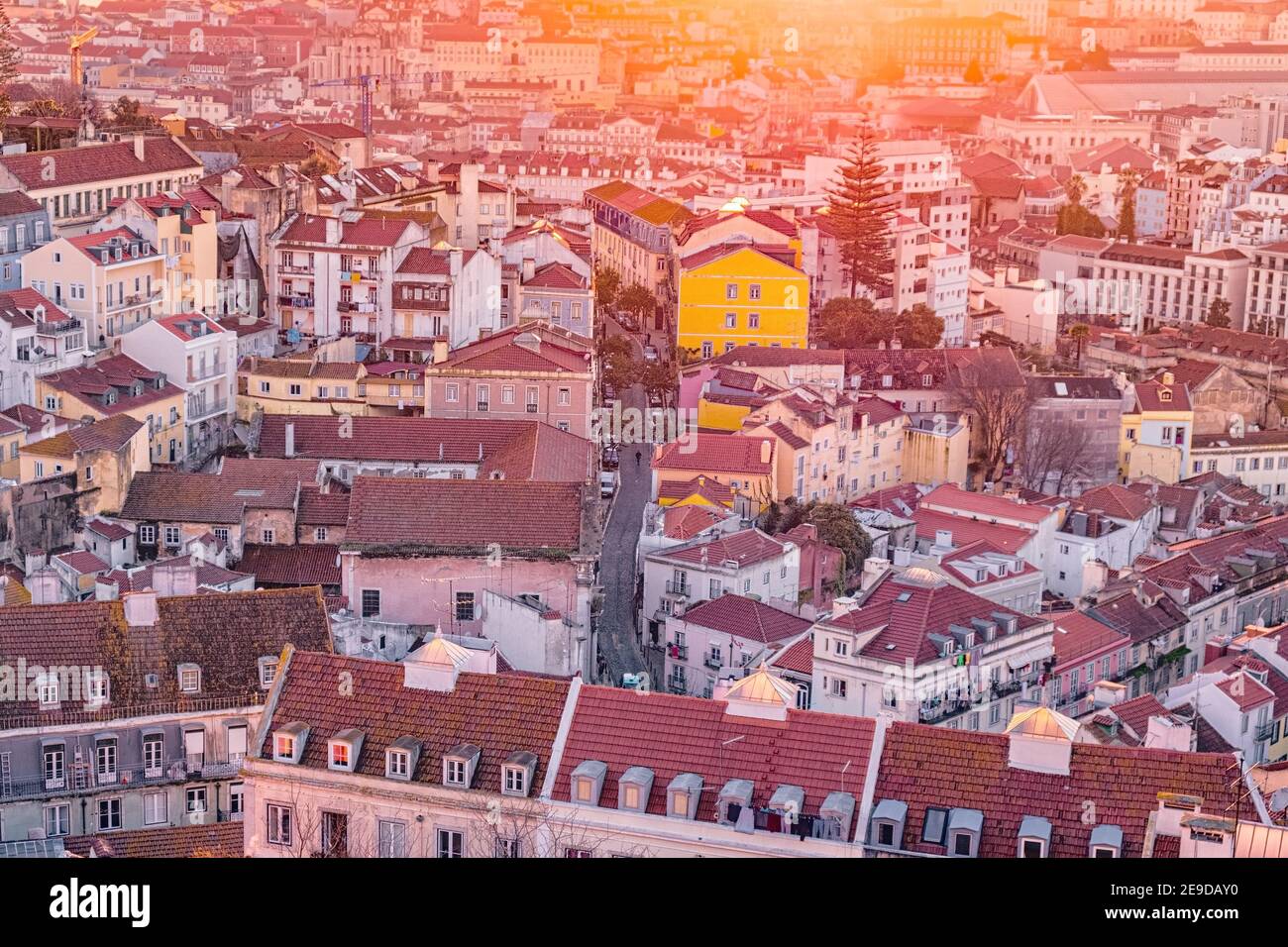 Colorful top view on Lisbon, Portugal Stock Photo - Alamy
