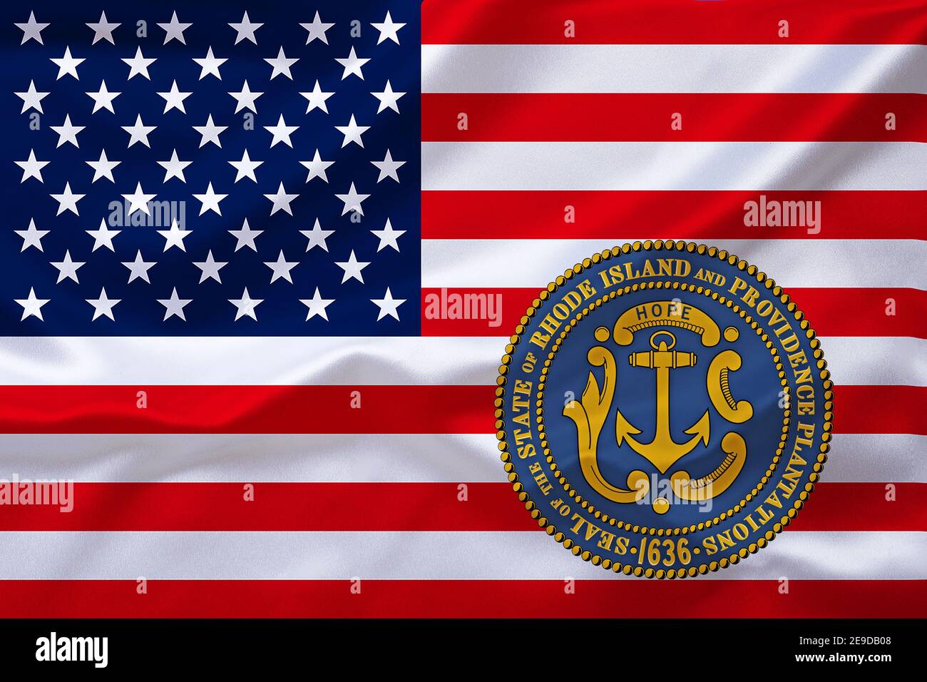 flag of USA with the emblem of Rhode Island, USA, Rhode Island Stock ...