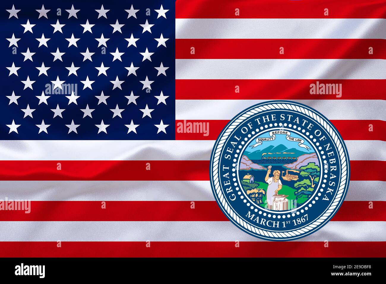 flag of USA with the emblem of Nebraska, USA, Nebraska Stock Photo - Alamy