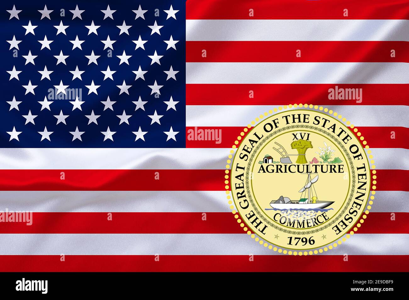 flag of USA with the emblem of Tennessee, USA, Tennessee Stock Photo ...