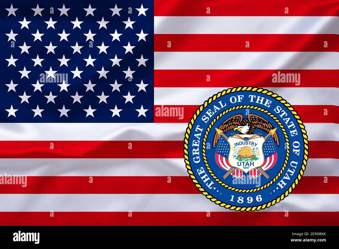 flag of USA with the emblem of Utah, USA, Utah Stock Photo - Alamy