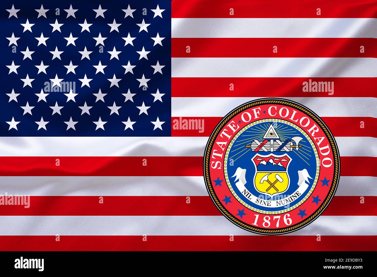 flag of USA with the emblem of Colorado, USA, Colorado Stock Photo - Alamy