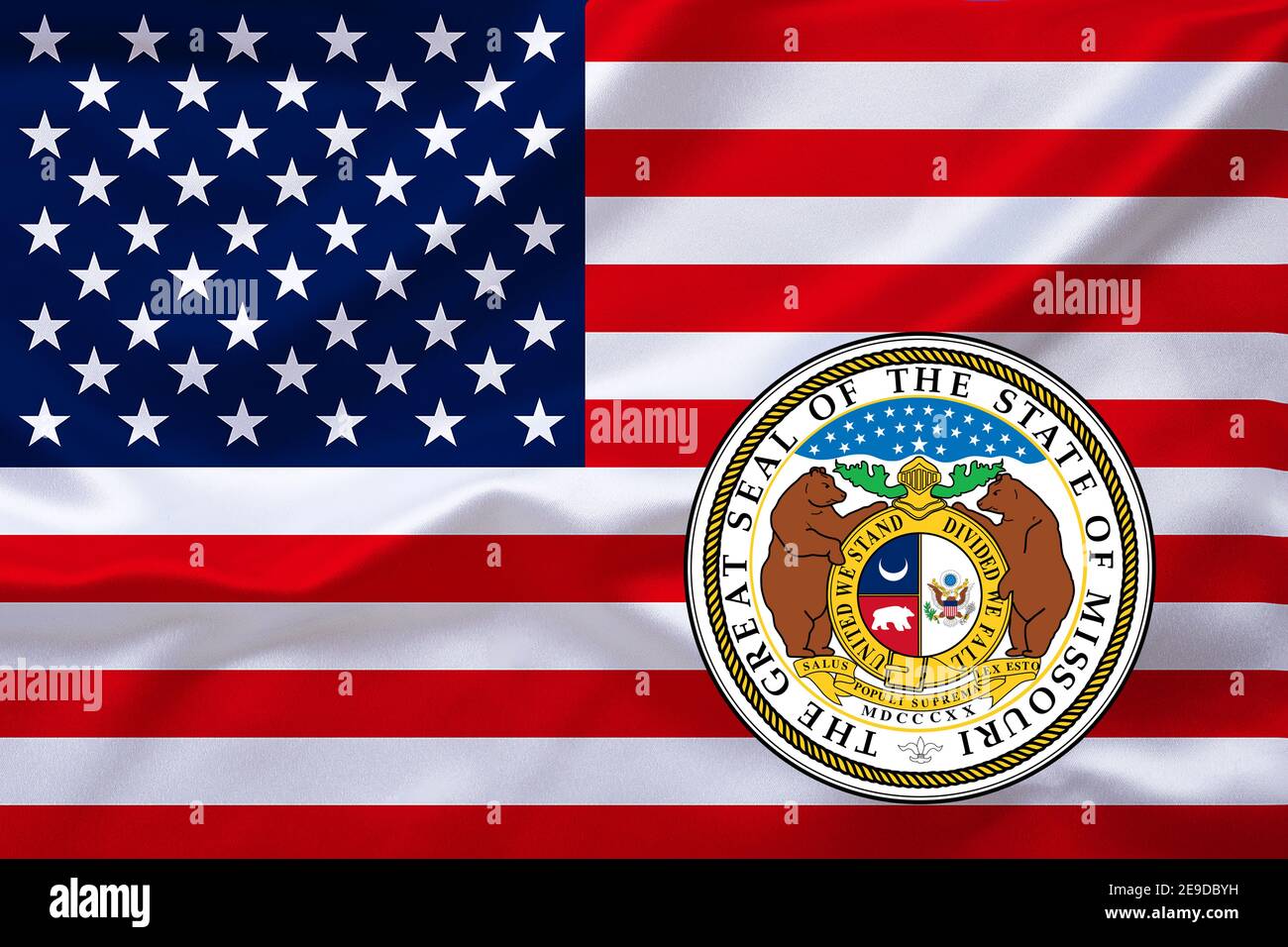 flag of USA with the emblem of Missouri, USA, Missouri Stock Photo - Alamy