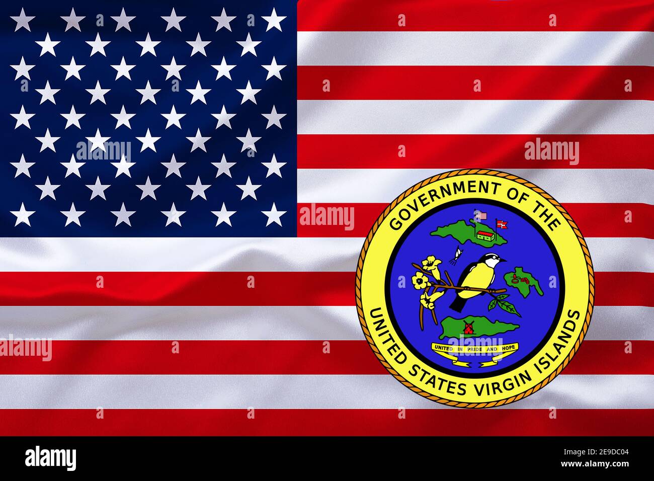 flag of USA with the emblem of Virgin Islands, USA, Virgin Islands ...