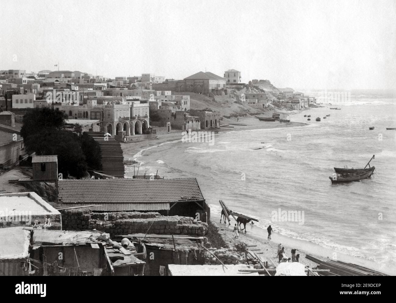 Late 19th century View of the coast at Jaffa, now Tel Aviv, Palestine ...