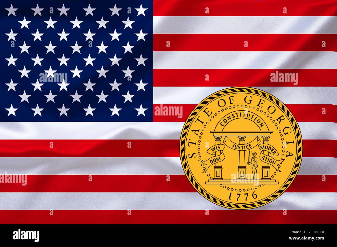 flag of USA with the emblem of Georgia, USA, Georgia Stock Photo - Alamy