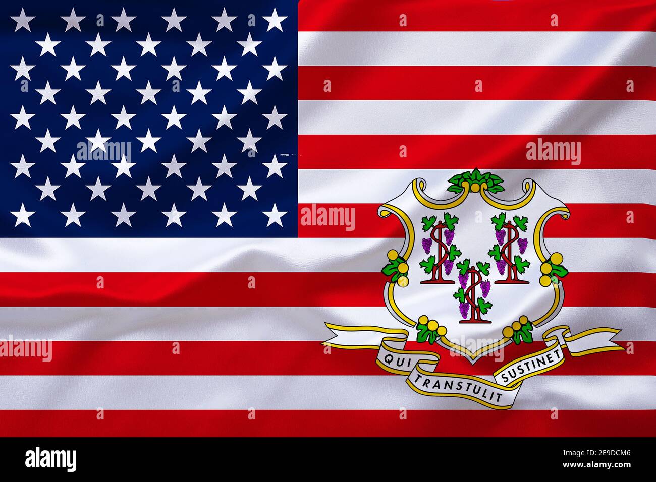 flag of USA with the emblem of Connecticut, USA, Connecticut Stock ...