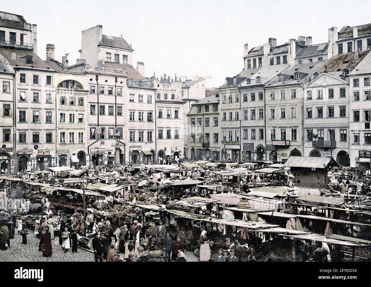 Late 19th century photograph - Market in the centre of Warsaw, Poland ...