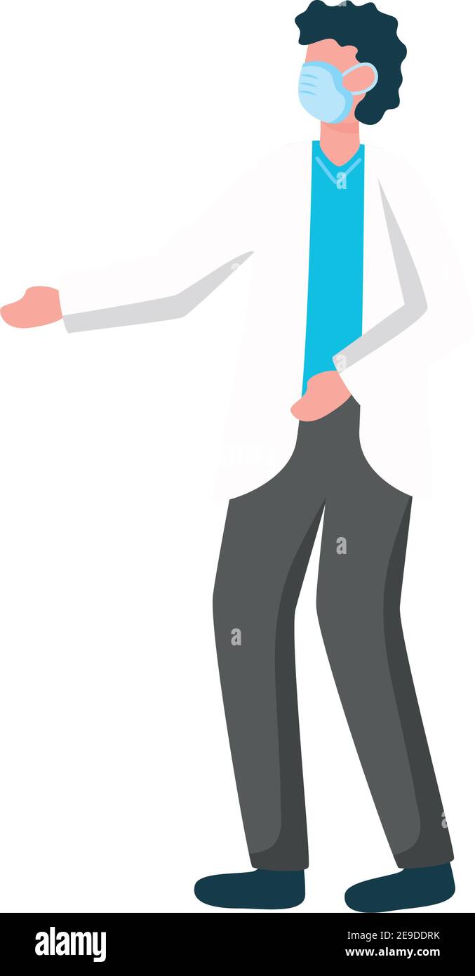 professional doctor wearing medical mask standing vector illustration ...