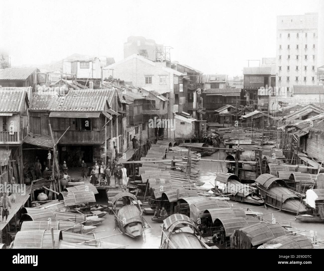 Late 19th century photograph - busy river scene with boats, Canton ...