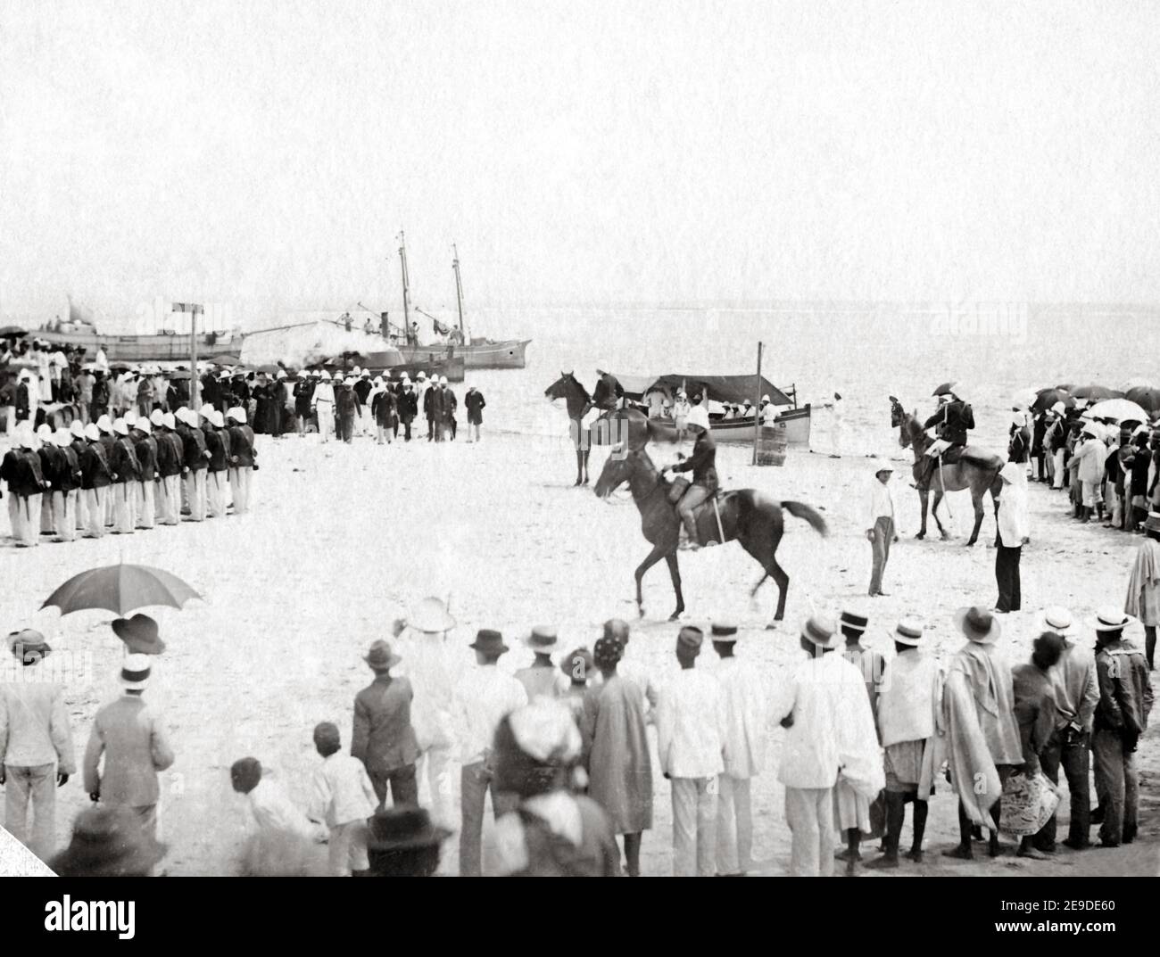 Late 19th century photograph - Landing of the first Resident General in ...