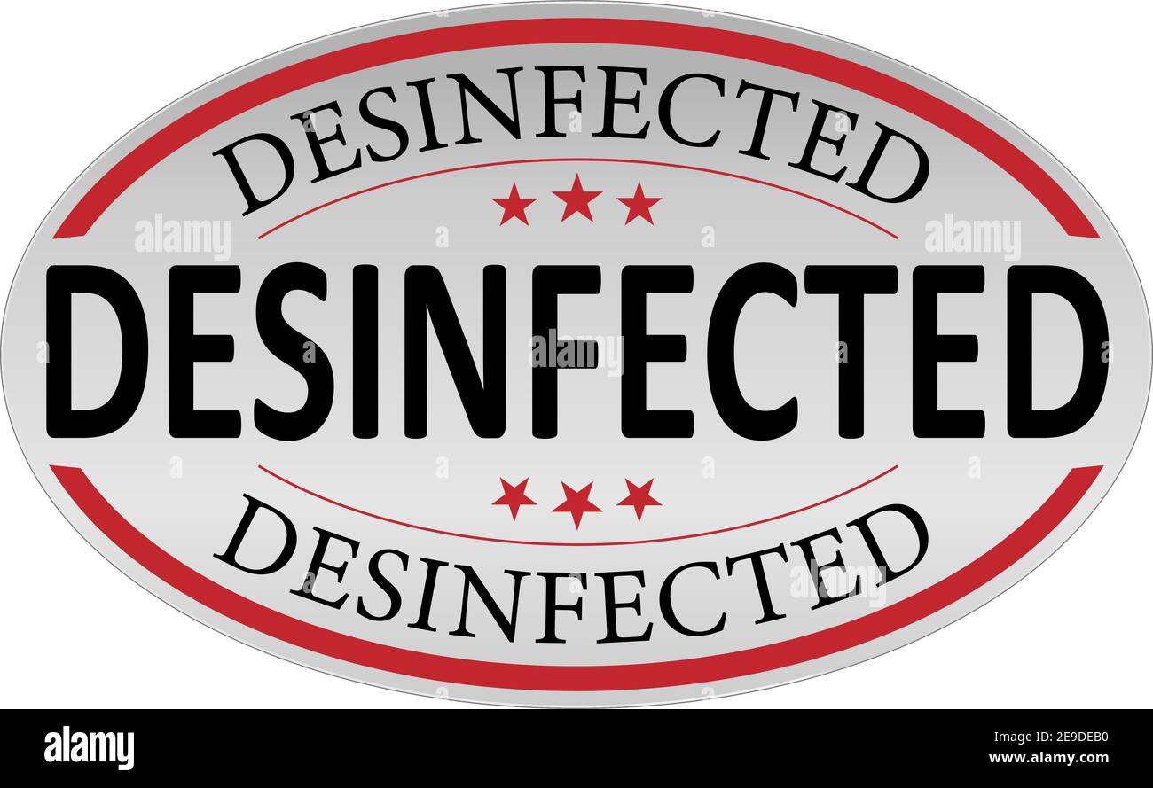 Disinfected vector label isolated on white background, 100 guarantee ...