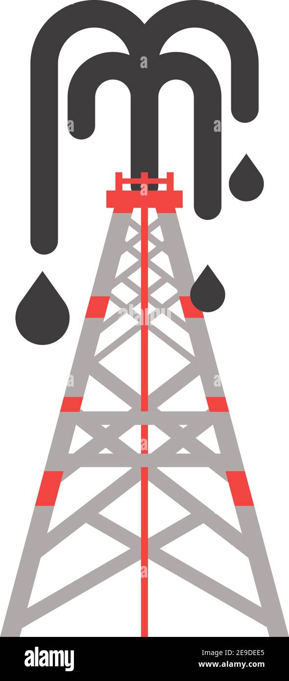 fracking refinery tower, oil rig production vector illustration Stock ...