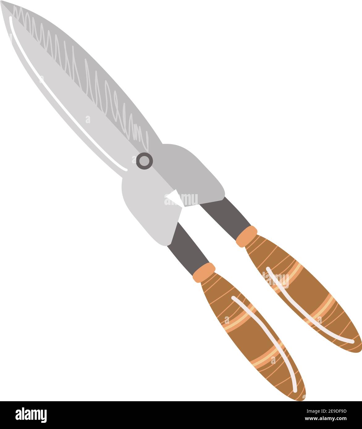 garden scissors for trimming with wooden handles tool vector ...