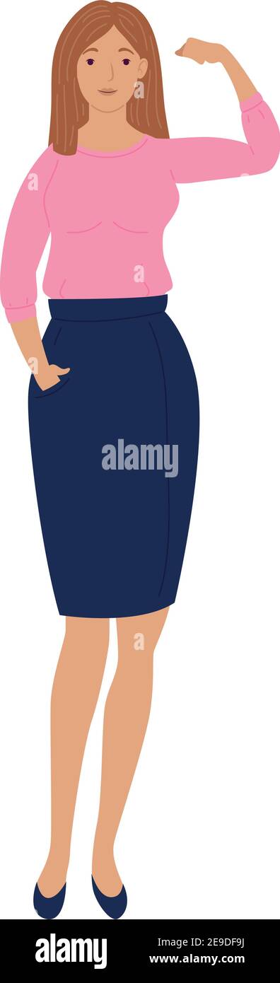 strong young business woman standing avatar character vector ...