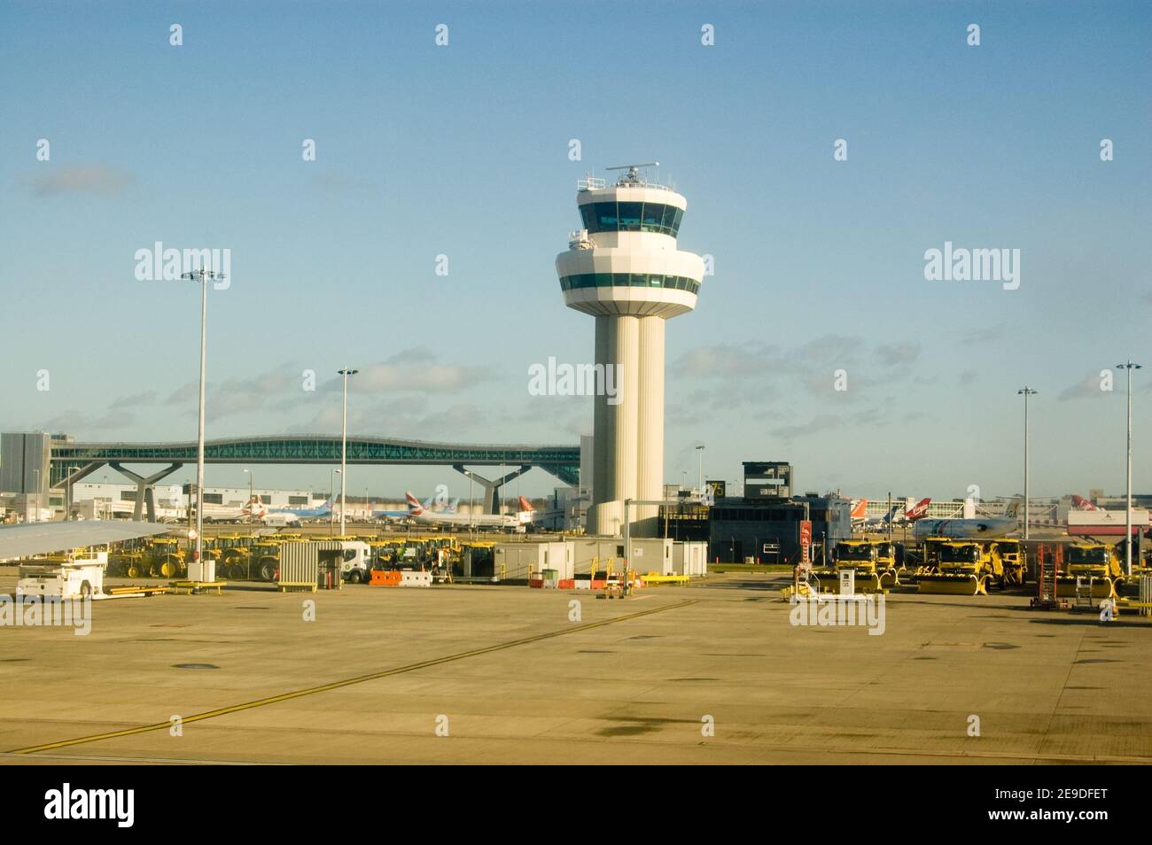 GATWICK, WEST SUSSEX, ENGLAND - JANUARY 2: Control tower at Gatwick ...