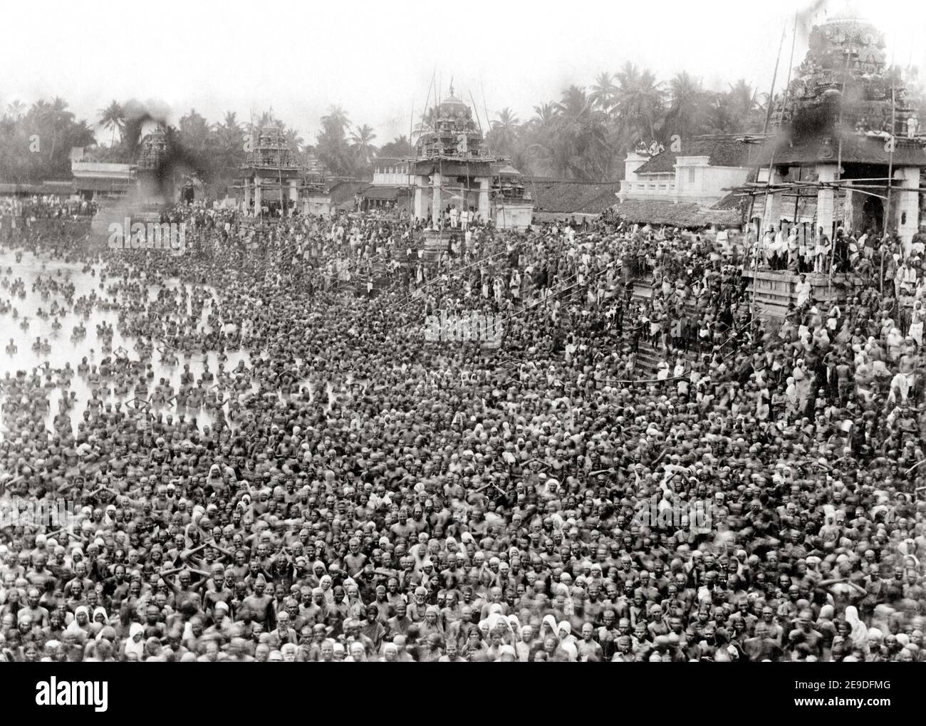Late 19th century photograph - Ceremonial bathing, India, c.1890 Stock ...