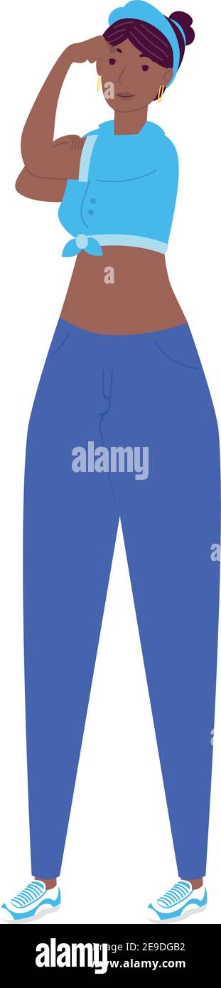 afro strong woman standing avatar character vector illustration design ...