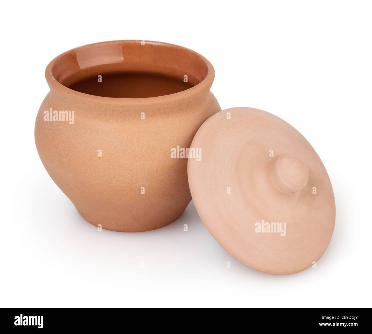 Clay pot with lid isolated on white background with clipping path Stock ...