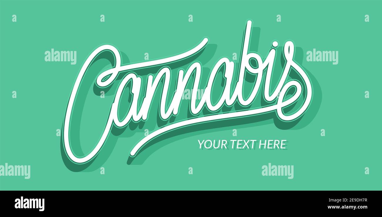 3D Green Abstract Hand Written Word Cannabis Vector Lettering ...