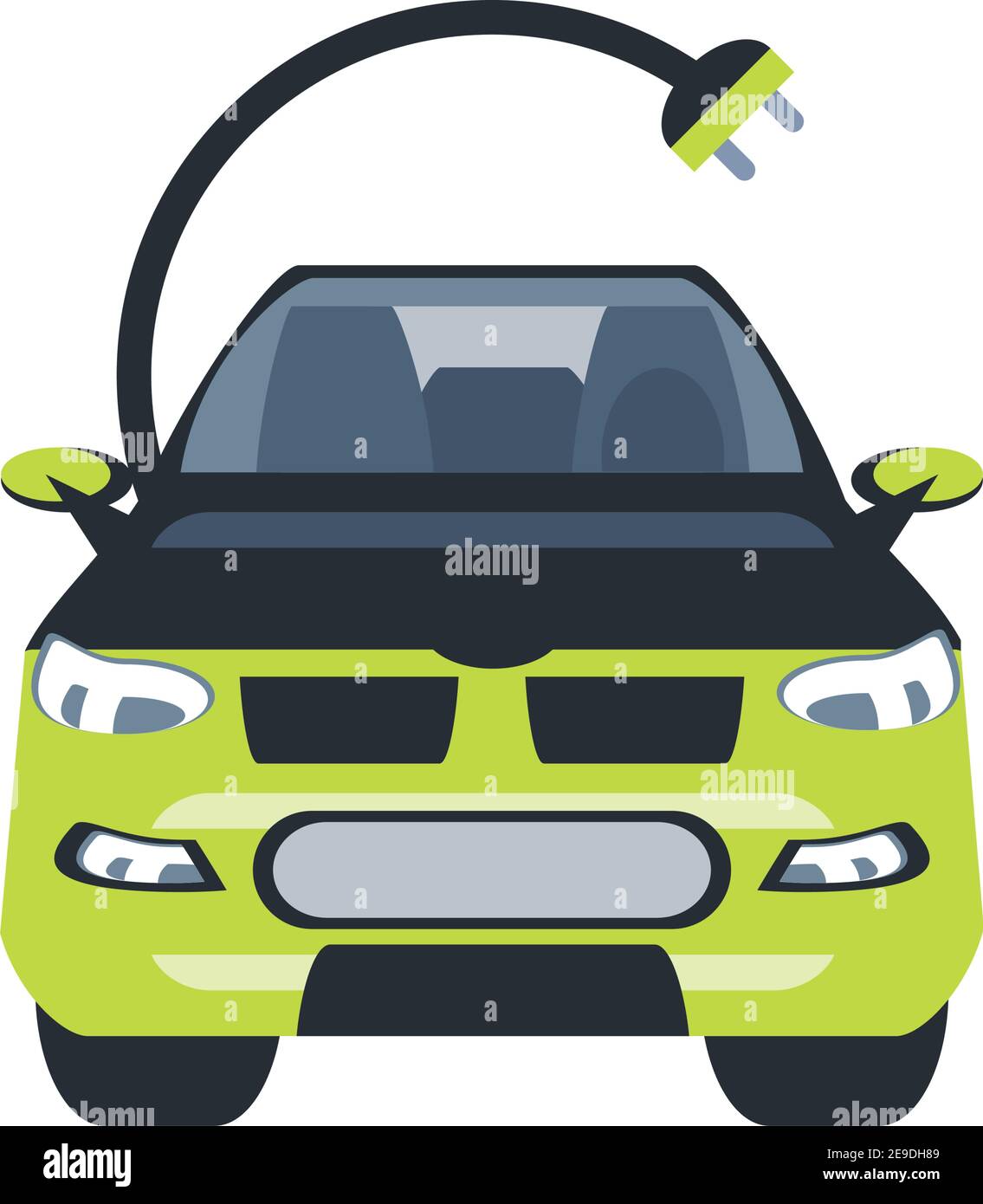 electric car with energy charging cable plug vector illustration Stock ...