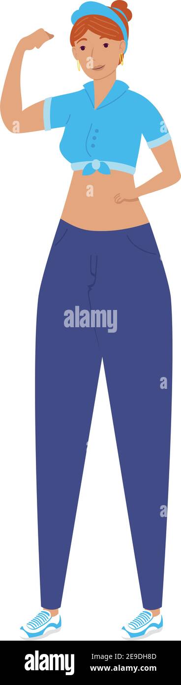 strong young woman standing avatar character vector illustration design ...