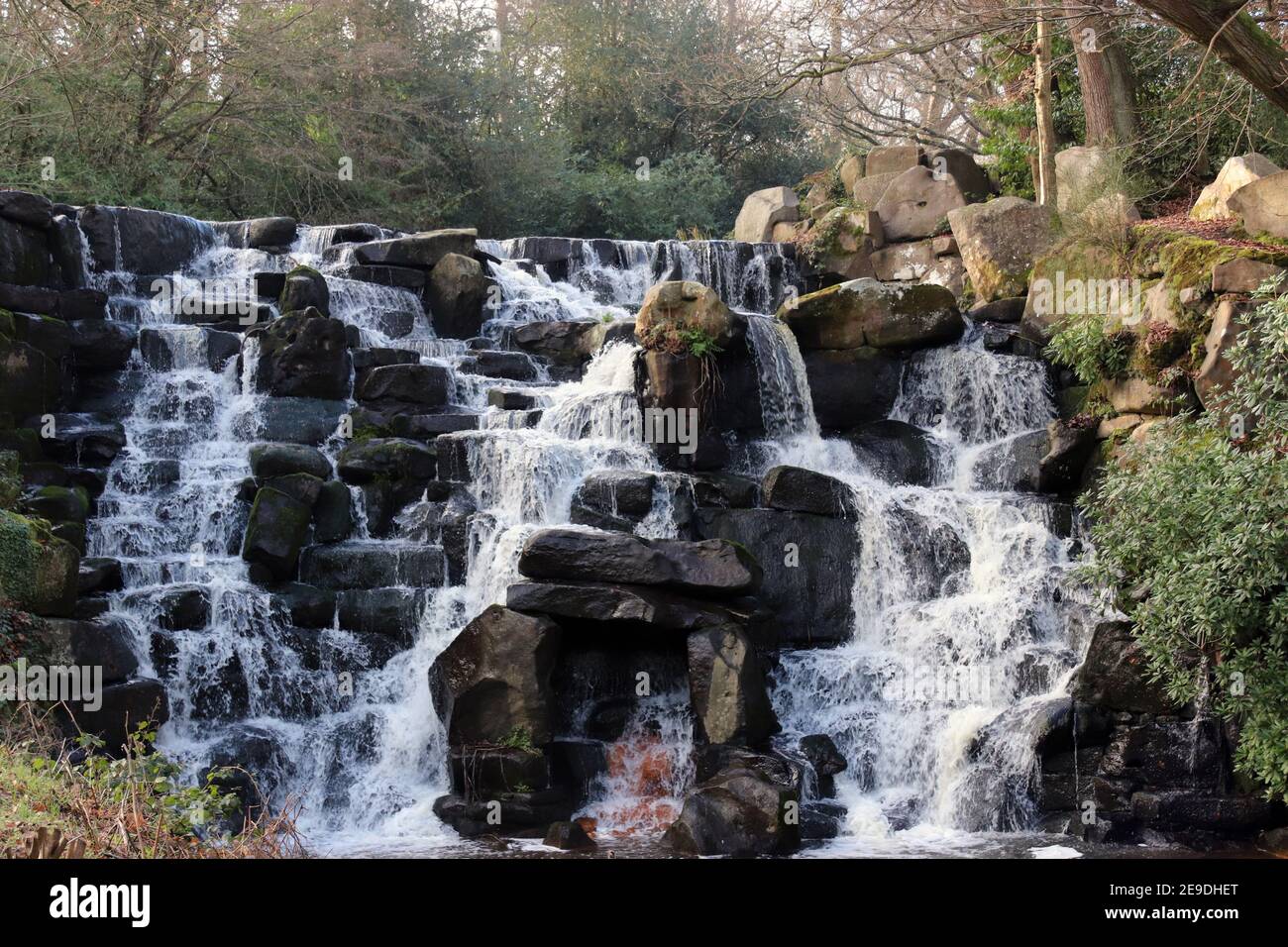 The Cascades at Virginia Water Lake, Surrey in winter Stock Photo - Alamy
