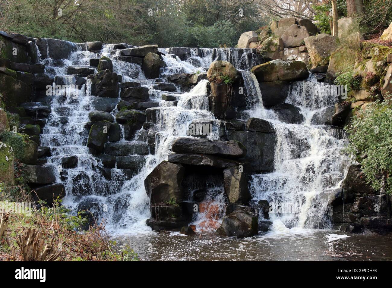 The Cascades at Virginia Water Lake, Surrey in winter Stock Photo - Alamy