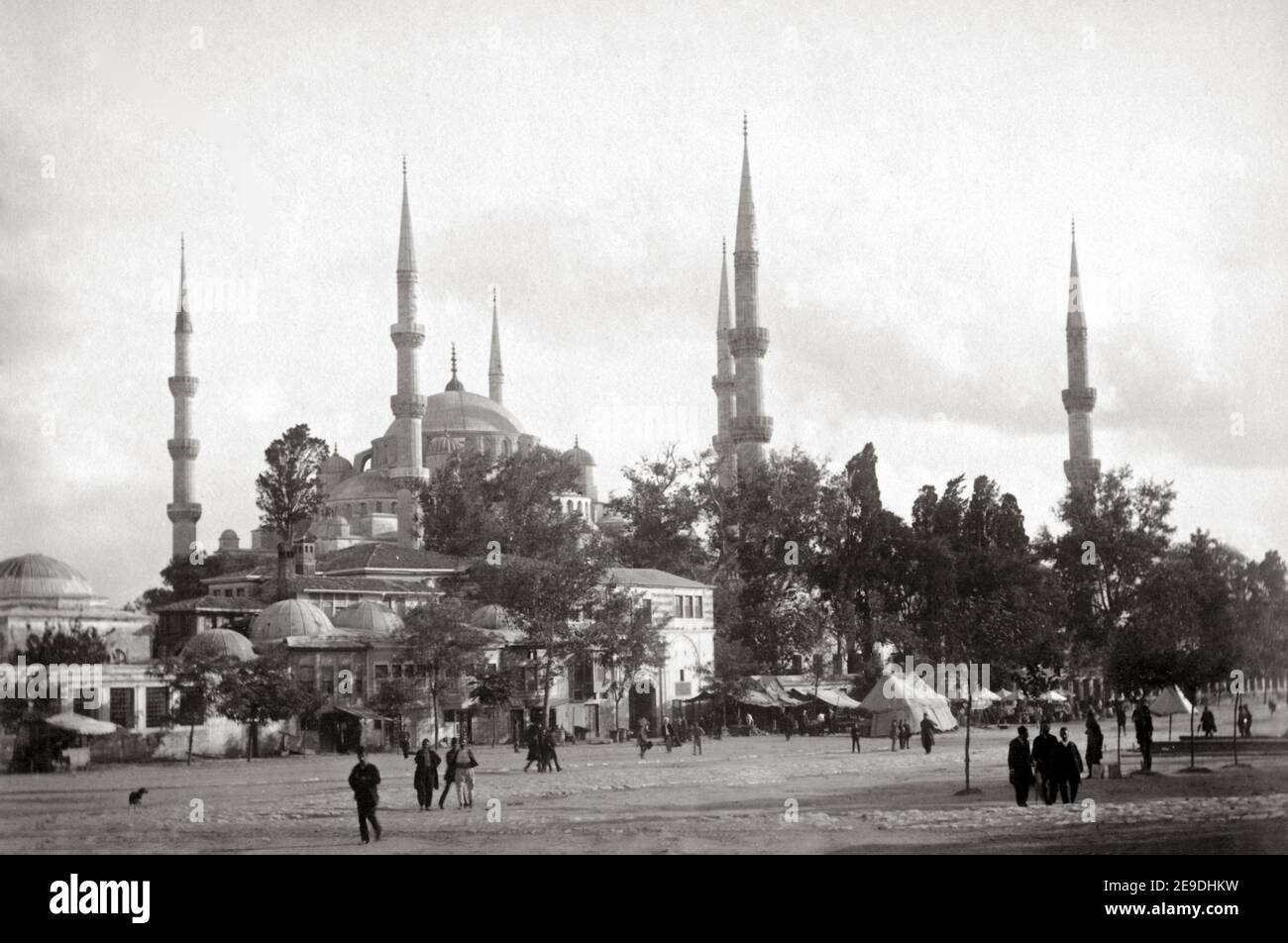 Late 19th century photograph - Mosque of Sultan Ahmed, Constantinople ...