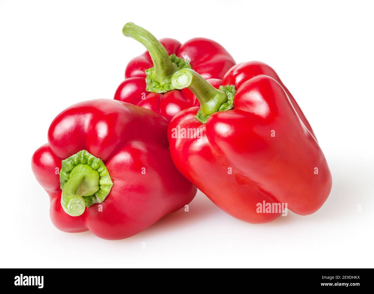 Fresh red bell peppers isolated on white background with clipping path ...