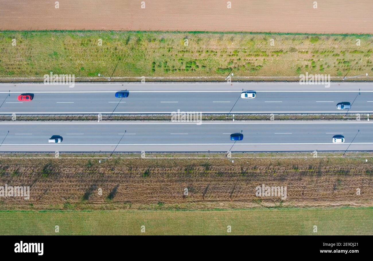 Top view of highway across countryside, Czech republic, Europe Stock ...