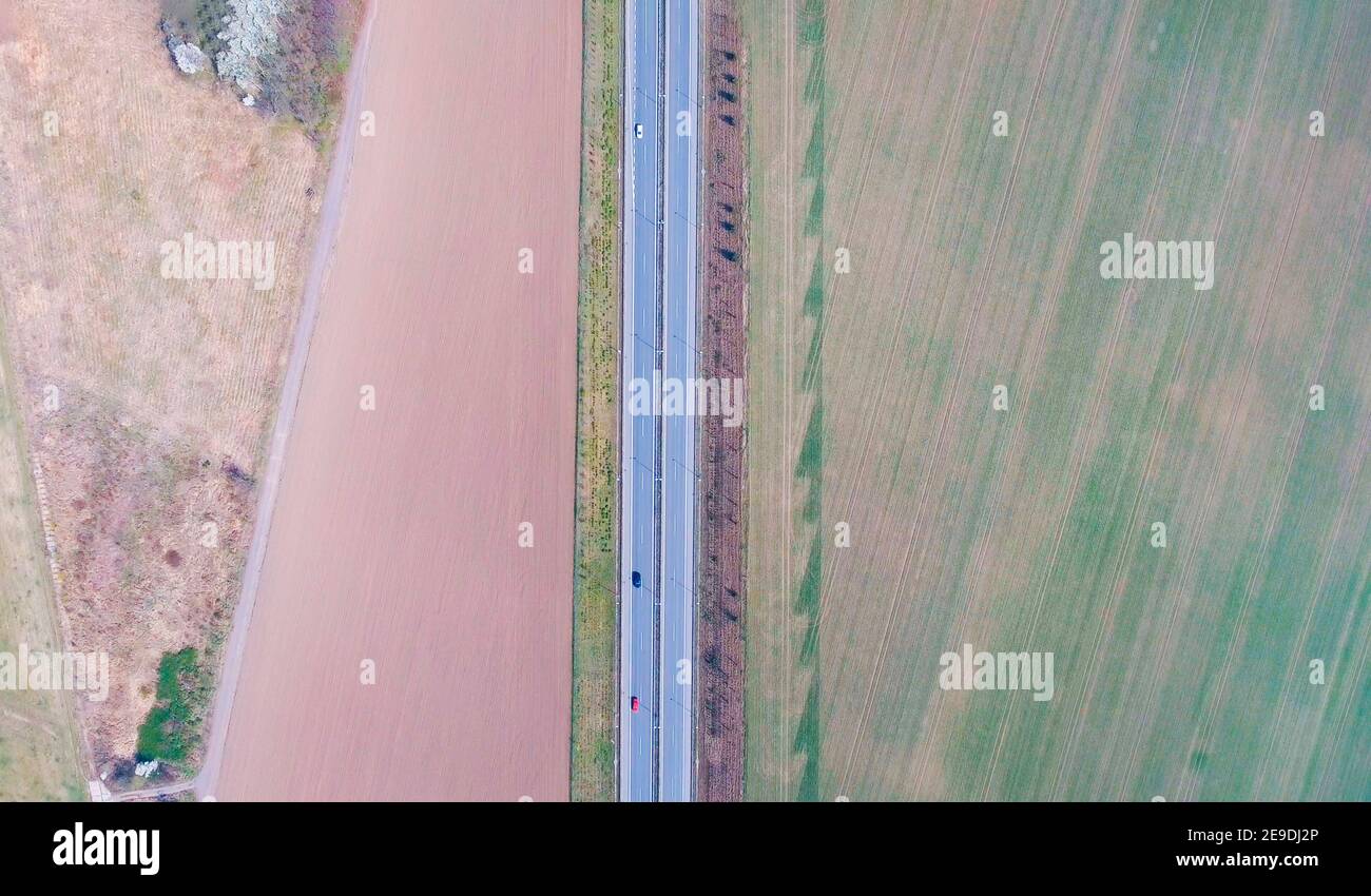 Top view of highway across countryside, Czech republic, Europe Stock ...