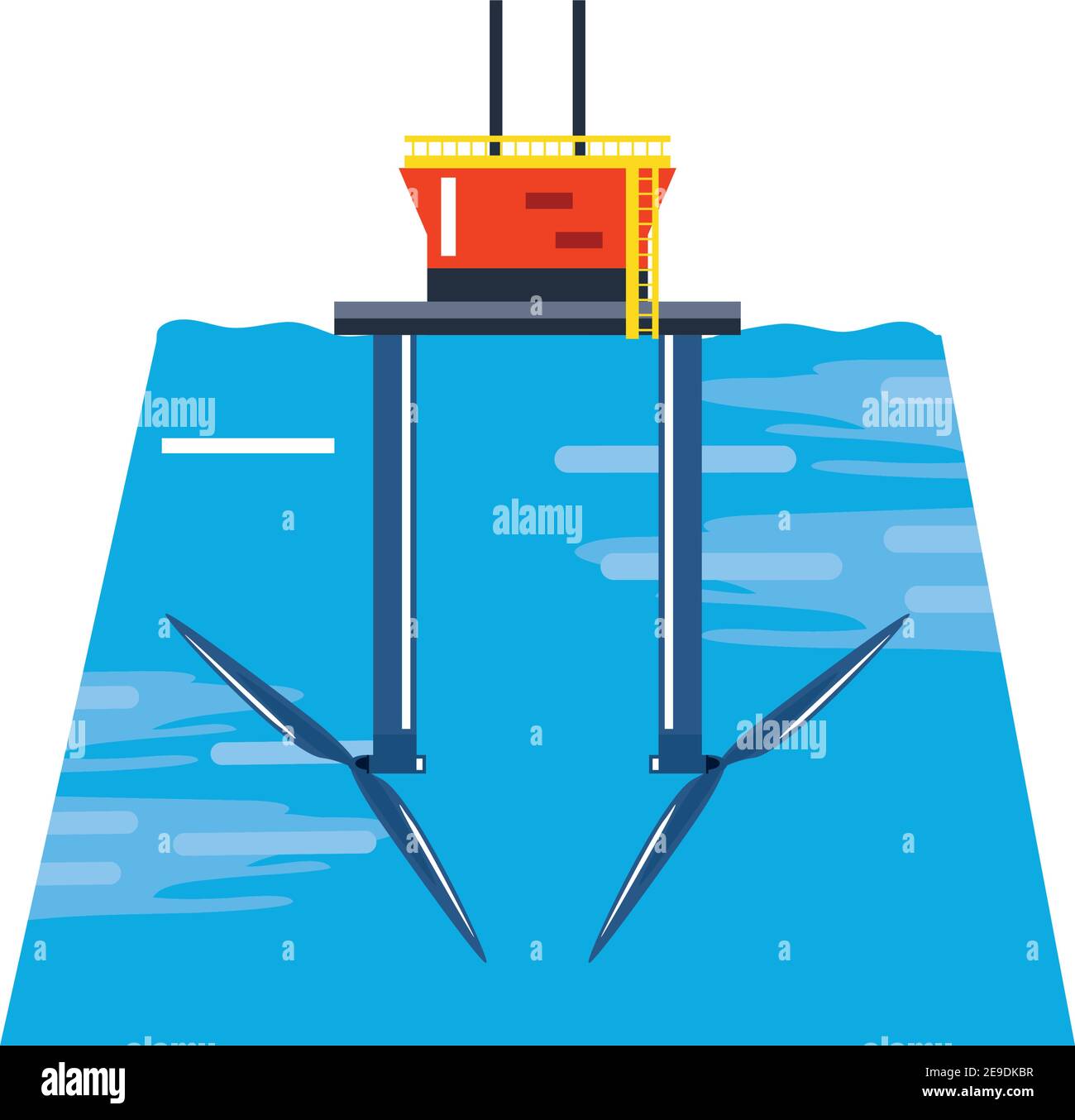 renewable energy tidal turbine generator vector illustration Stock ...