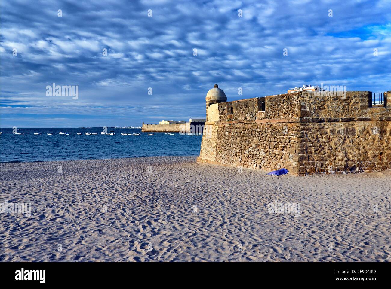 Spain, Andalusia, Cadiz, San Sebastian castle Castillo de San Sebastian ...