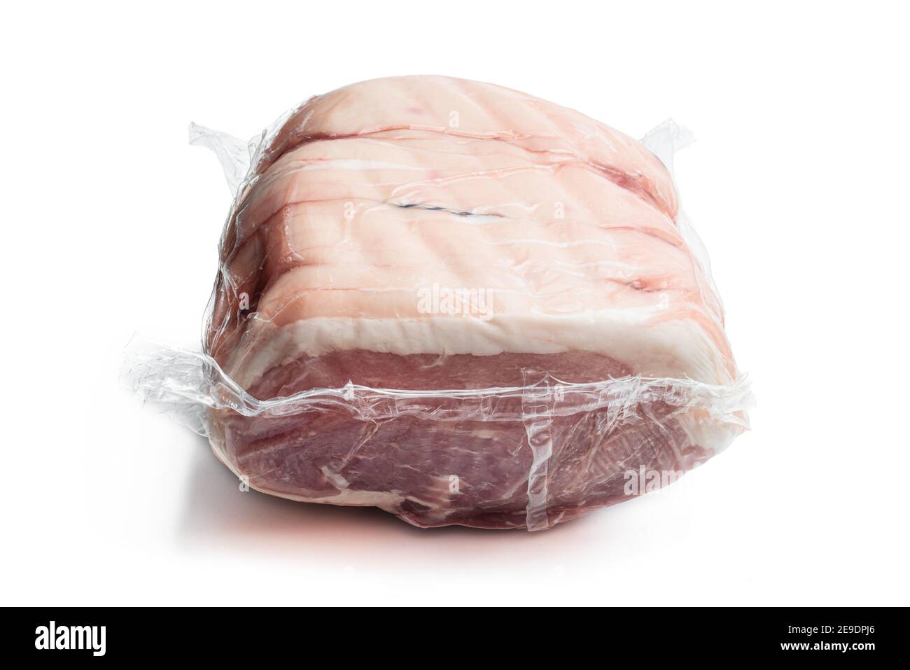 Vacuum packed boneless rindless pork loin joint isolated on white ...
