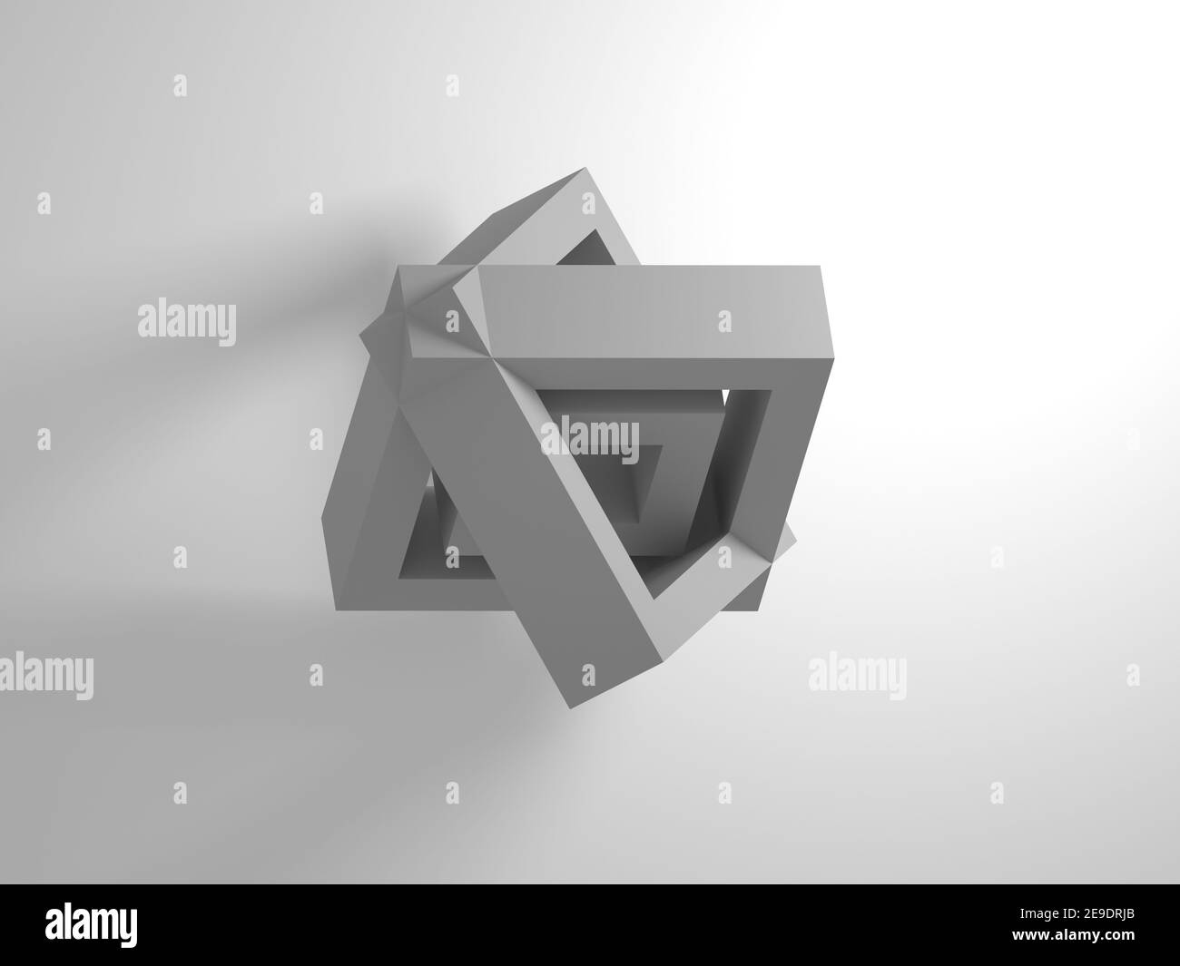 Abstract gray geometric installation over white background with soft ...