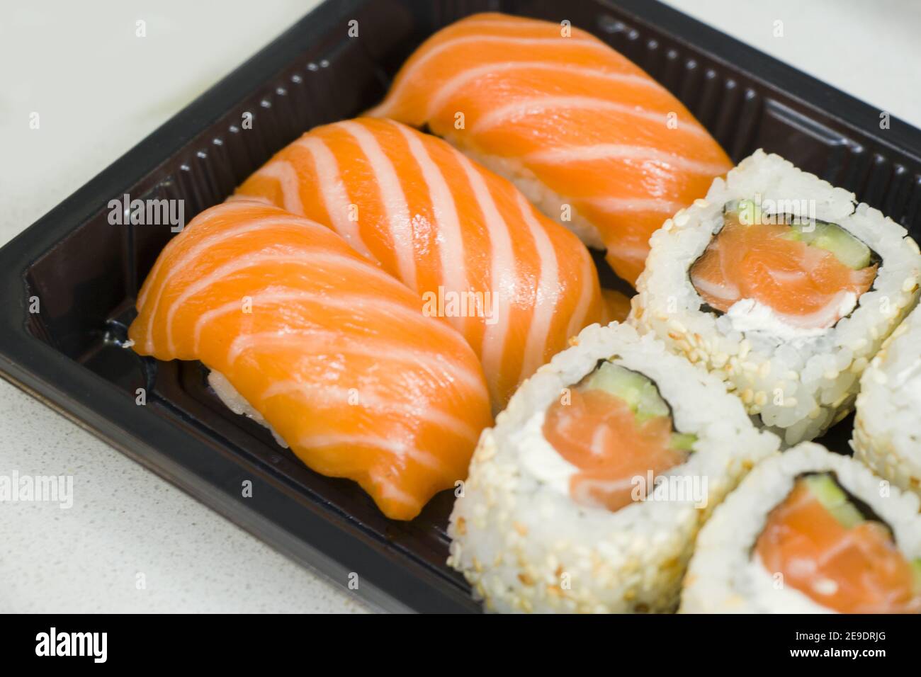 Set of sushi with salmon fish Stock Photo - Alamy
